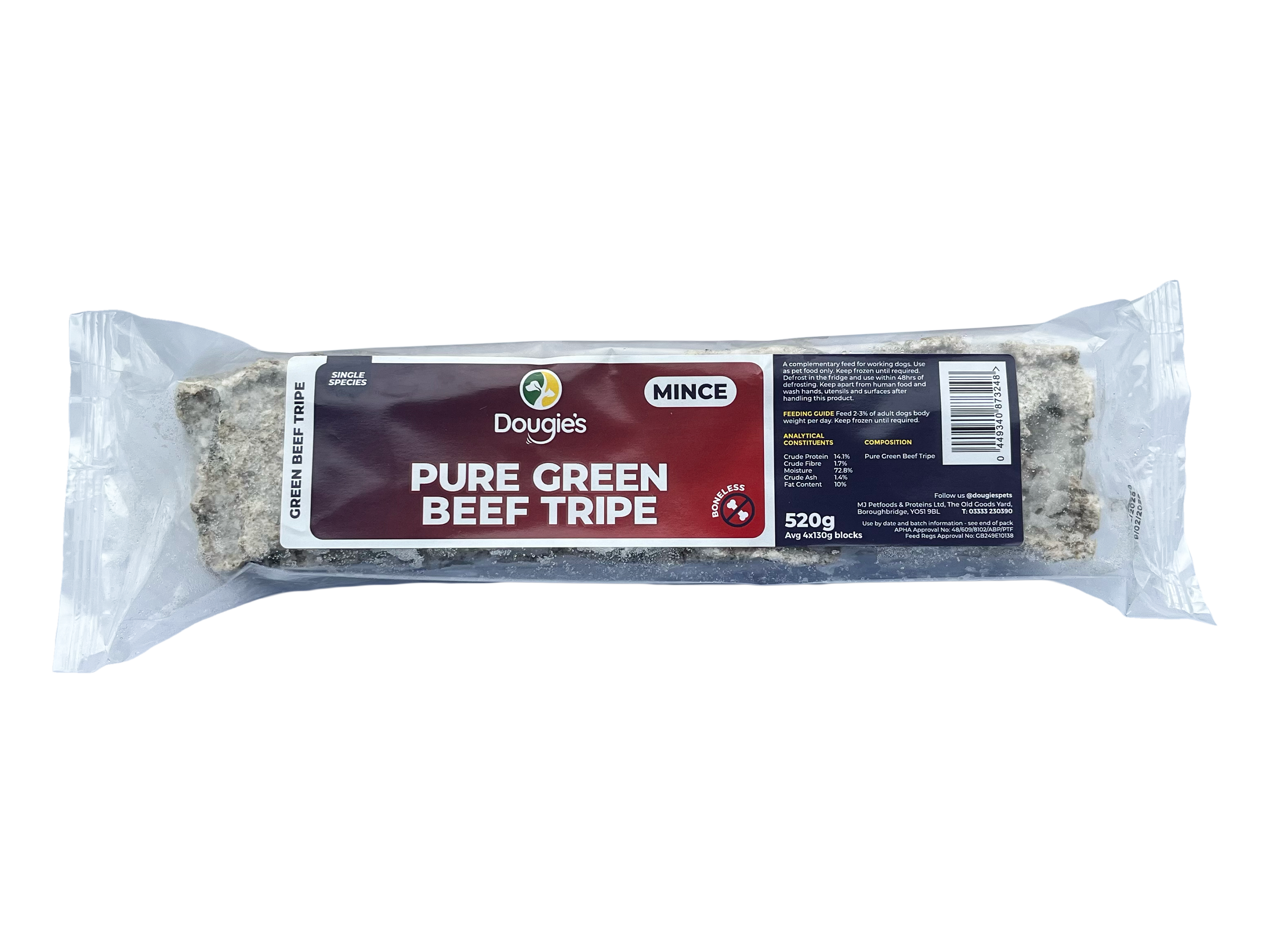 Dougies - Pure Beef Green Tripe Mince (Boneless) 520g – Lay Down The Raw