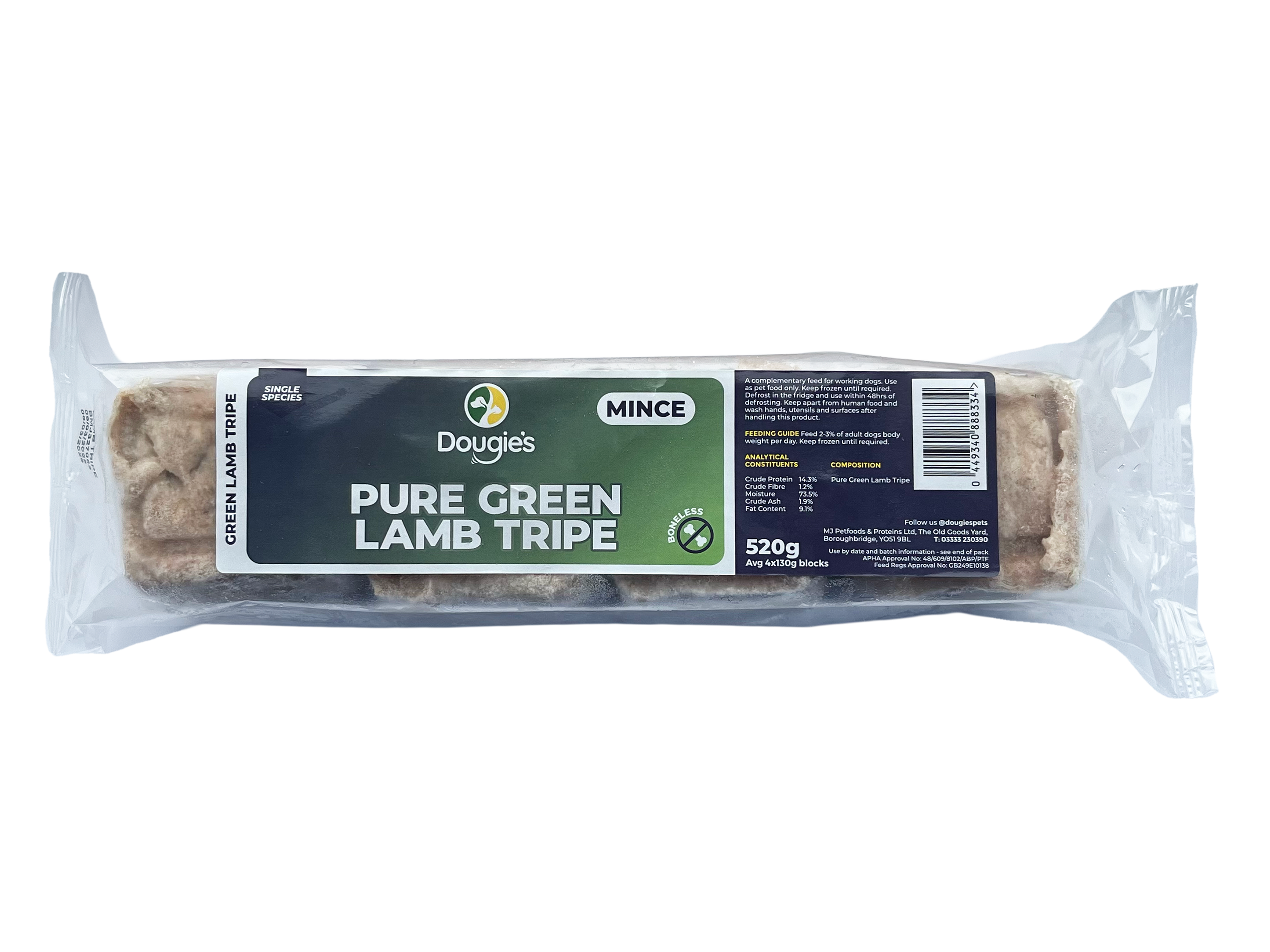 Dougies - Pure Lamb Green Tripe Mince (Boneless) 520g – Lay Down The Raw